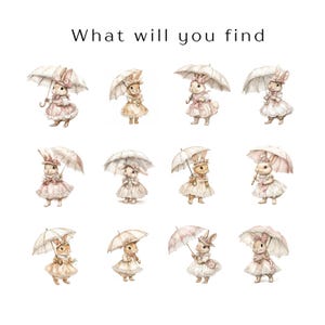Bunny With Umbrella Clipart PNG Bundle 13 High Quality, Watercolor ...