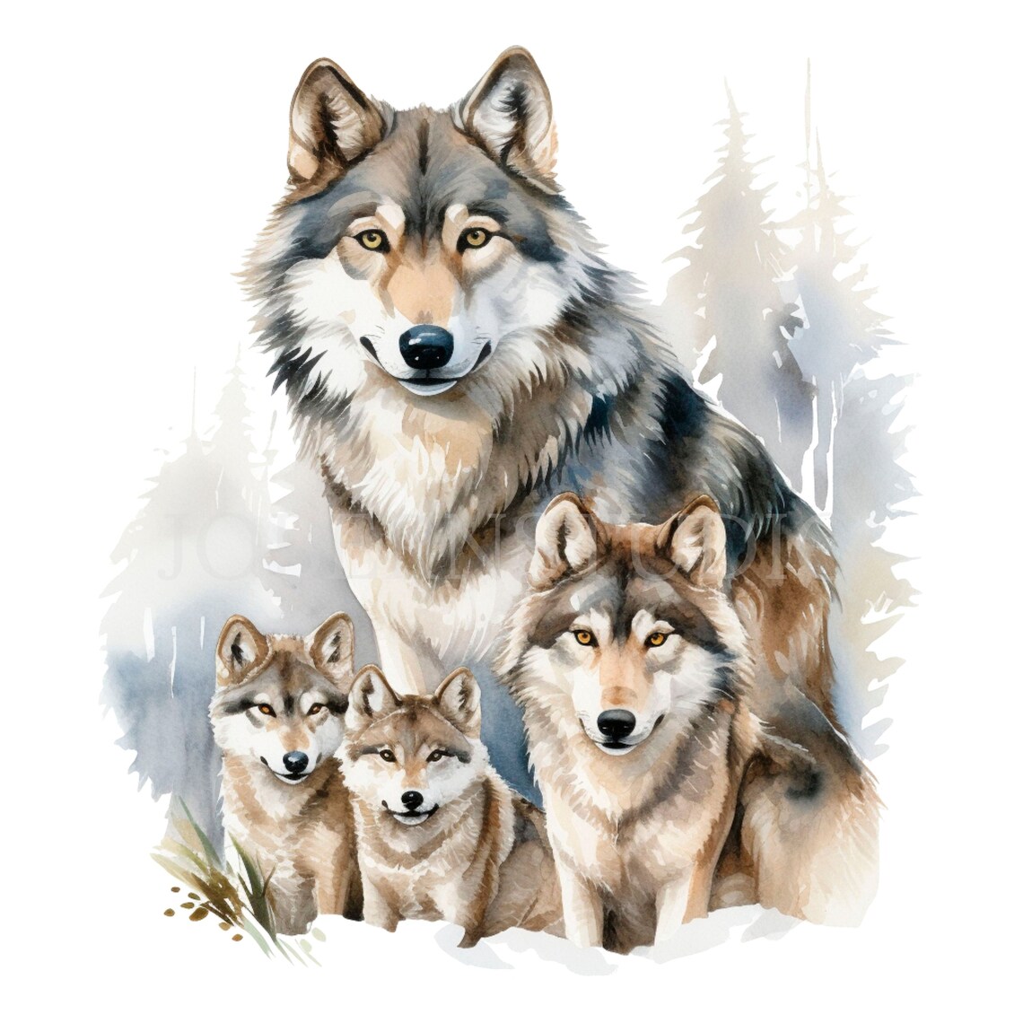 Wolf Family Clipart Png,bundle 15 High Quality Jpg,digital Download ...