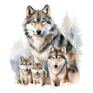 Wolf Family Clipart Png,bundle 15 High Quality Jpg,digital Download ...