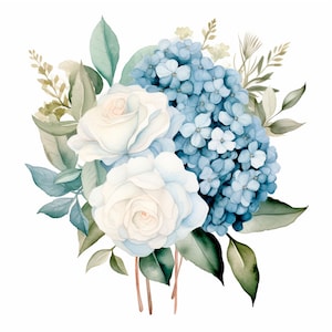 Blue Flower Clipart Bundle 10 High Quality PNG, Watercolor Wedding ...