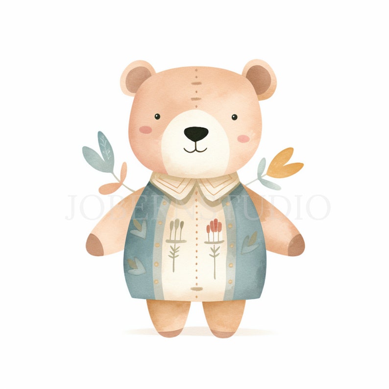Teddy Bear Baby Party Clipart PNG,10 High Quality,watercolor Digital ...