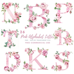Pink Alphabet Letter Clipart Bundle 26 High Quality PNG, Watercolor ...