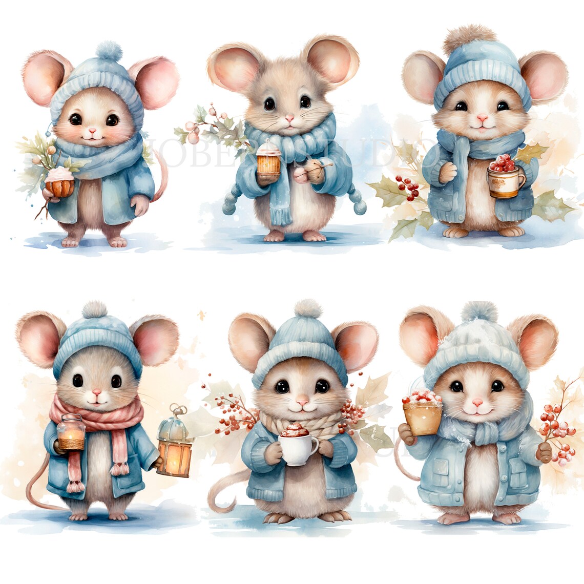 Christmas Mouse Clipart Pngbundle 15 High Quality Jpgdigital - Etsy