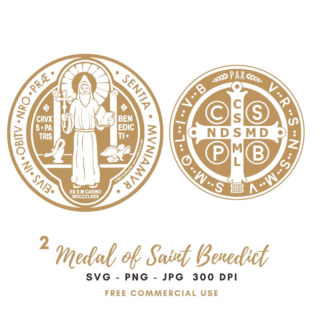 Saint Benedict Medal SVG, Gold Medal of Saint Benedict Clipart,digital ...