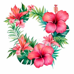 Tropical Garland Clipart Bundle 20 High Quality Png,watercolor Floral ...