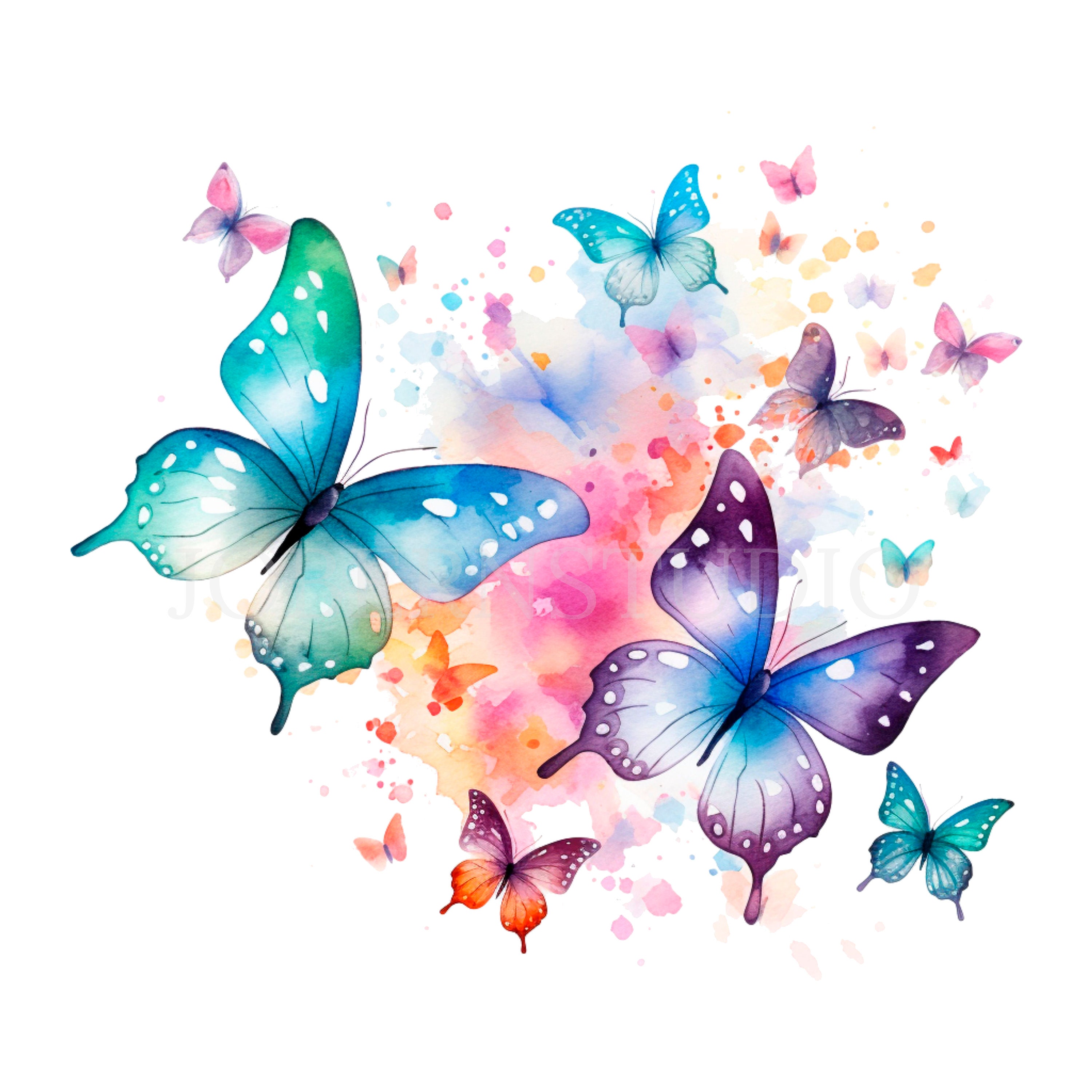 Watercolor Butterflies Clipart PNG Bundle 20 High Quality,butterfly ...