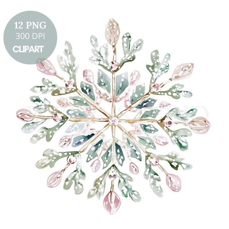 Watercolor Christmas Snow Star Clipart Png,bundle 12 High Quality ...
