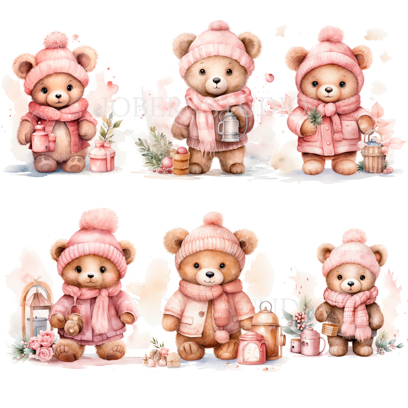 Winter Teddy Bear Clipart Pngbundle 15 High Quality - Etsy