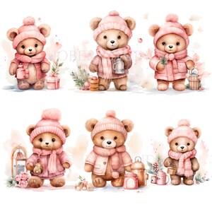 Winter Teddy Bear Clipart Png,bundle 15 High Quality Jpg,digital Download,card Making,mixed ...