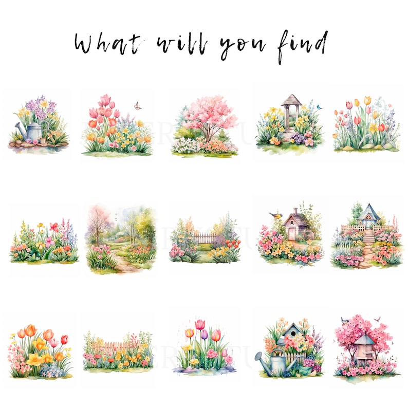 Spring Garden Clipart Png,bundle 15 High Quality,watercolor Garden ...