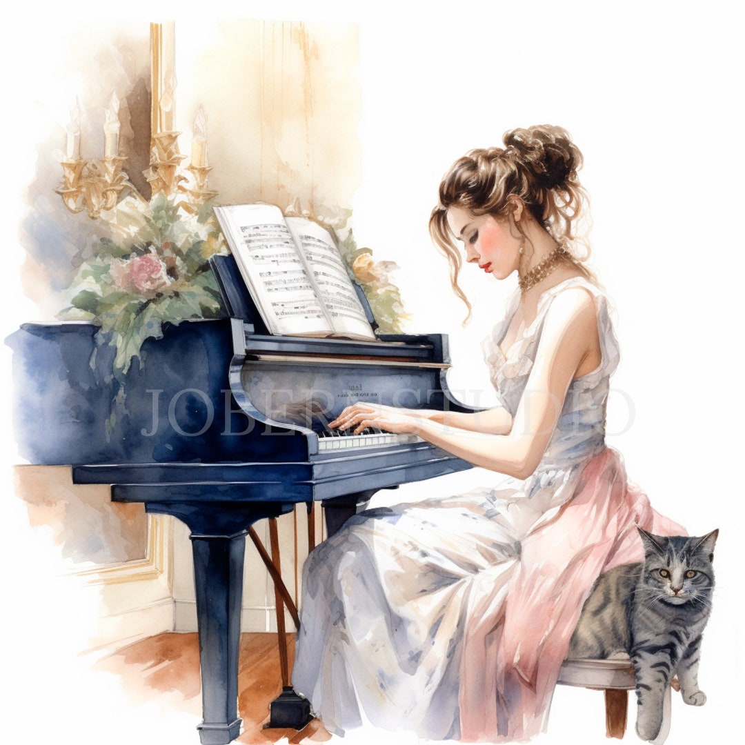 Victorian Woman Play Piano Clipart Png,bundle 15 High Quality Jpg ...