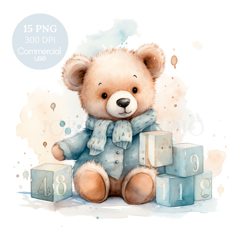 Blue Teddy Bear Clipart Pngbundle 15 High Quality Jpgdigital - Etsy