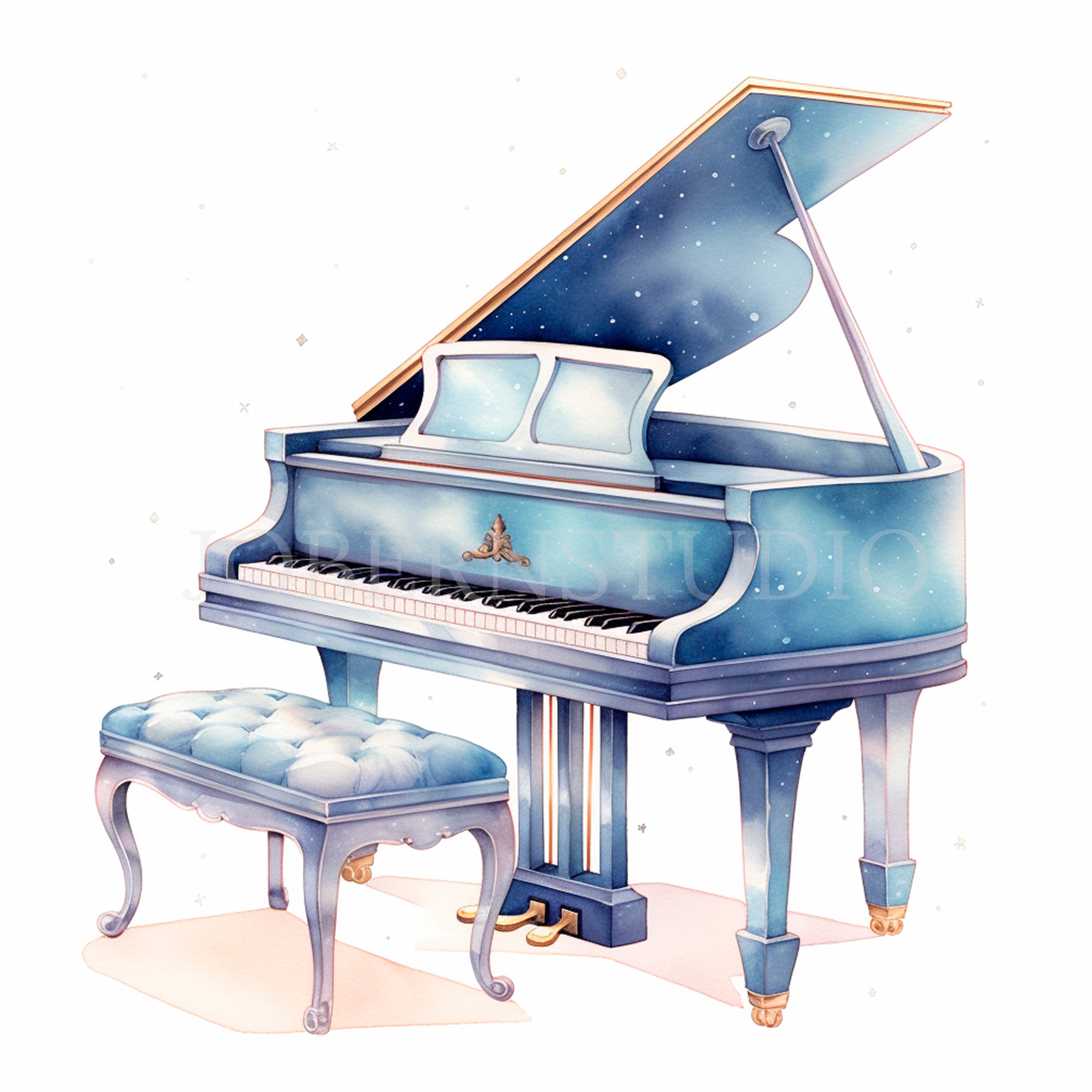 Blue Piano Clipart Png,bundle 11 High Quality ,watercolor Music Home ...