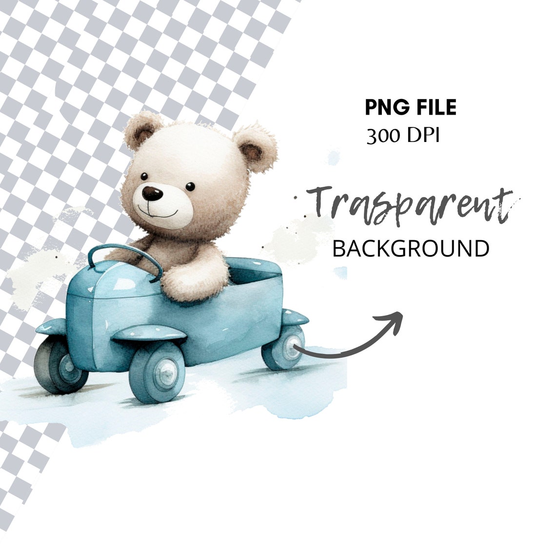 Teddy Bear Travel Watercolor Clipart PNG15 High Quality - Etsy