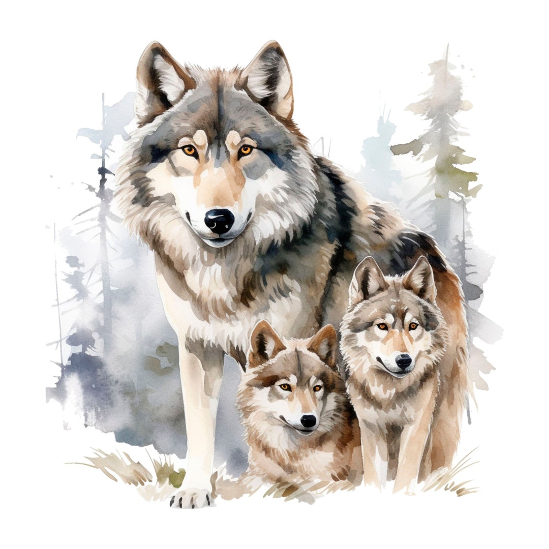 Wolf Family Clipart Png,bundle 15 High Quality Jpg,digital Download ...