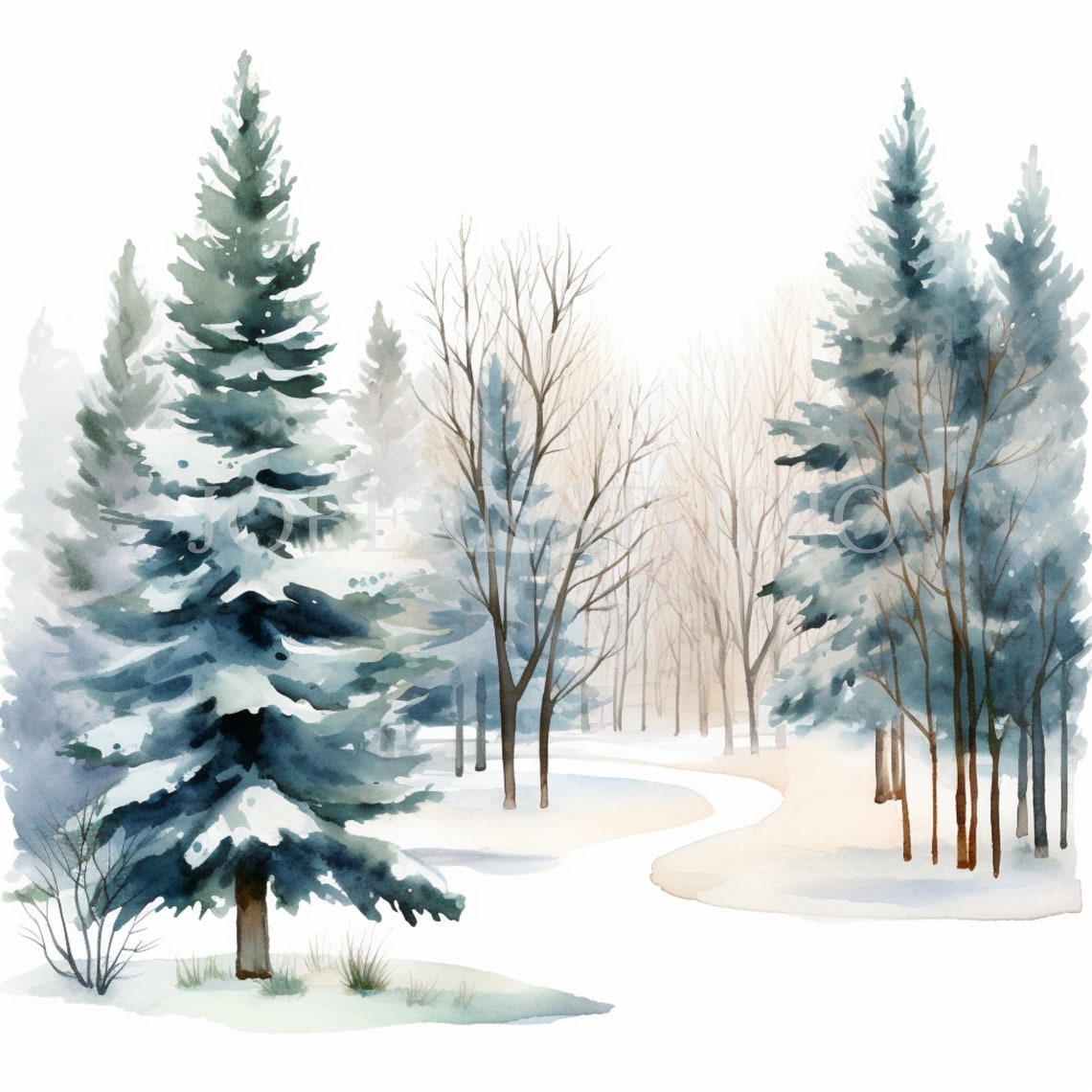 Snow Forest Landscape Clipart Png,bundle 18 High Quality,watercolor ...
