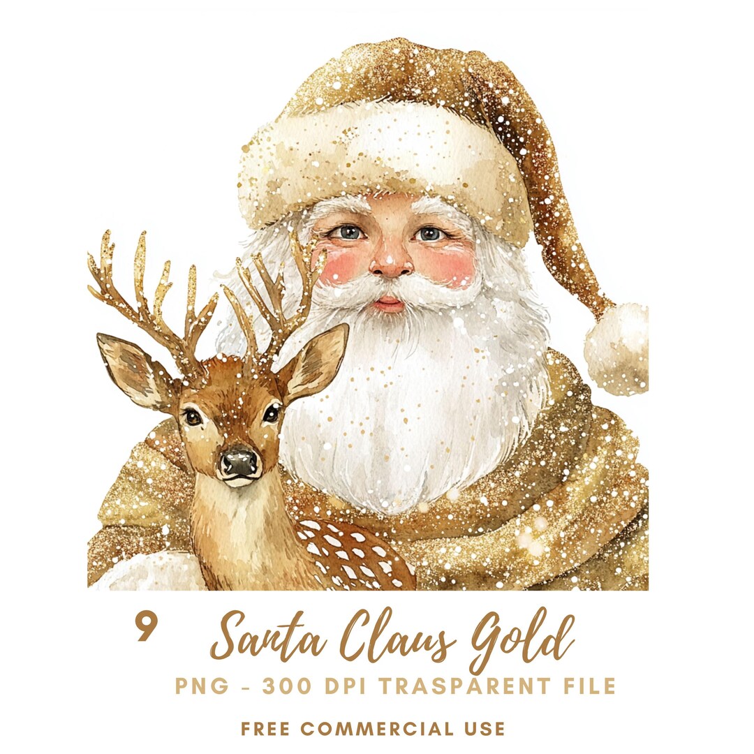 Christmas Santa Claus Clipart, Bundle 9 High Quality Png,watercolor ...