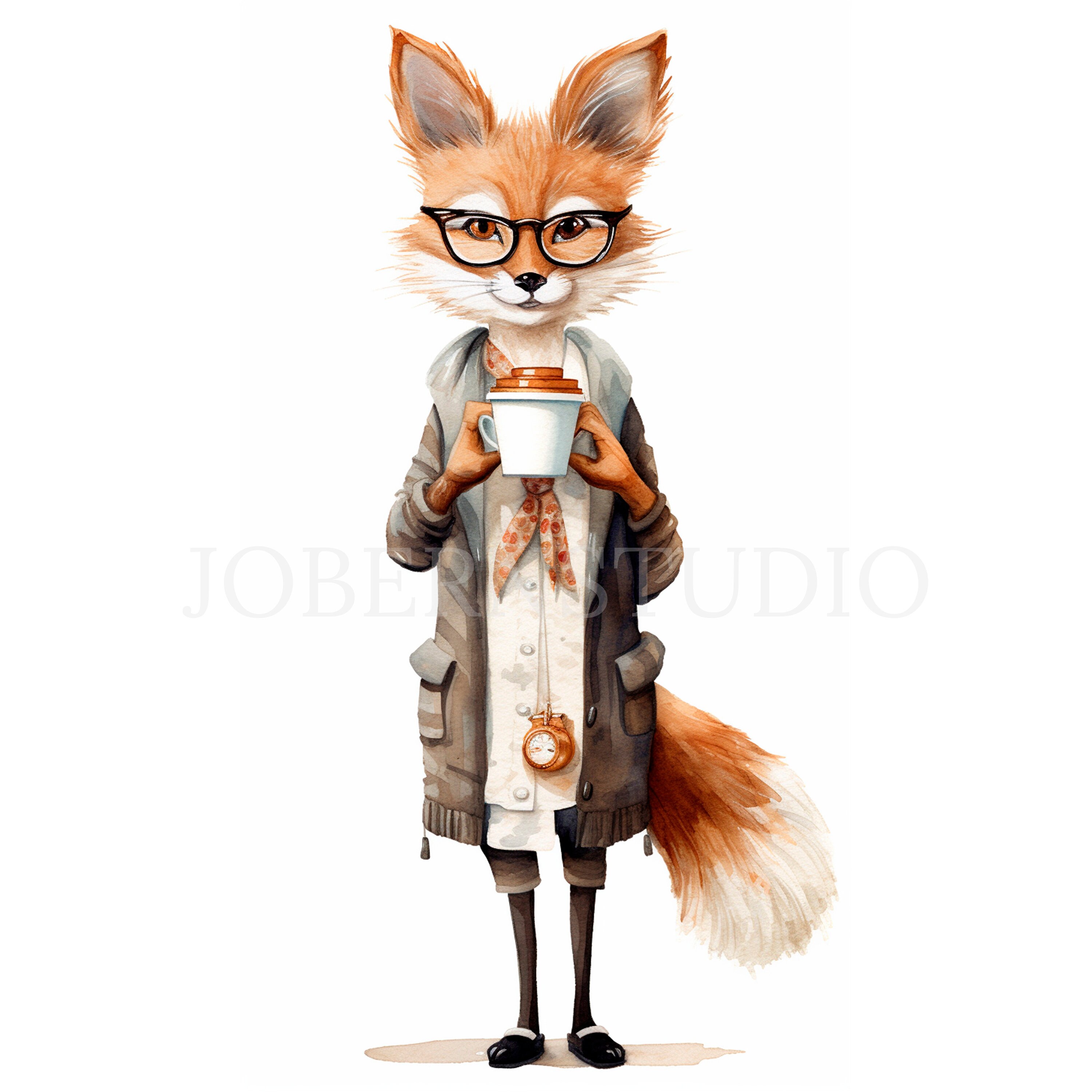 Crazy Fox Clipart PNG Bundle 16 High Quality,funny Fox With Coffee ...