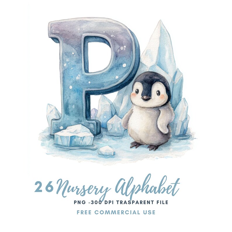 Nursery Alphabet Letter Clipart Bundle 26 High Quality PNG, Watercolor ...