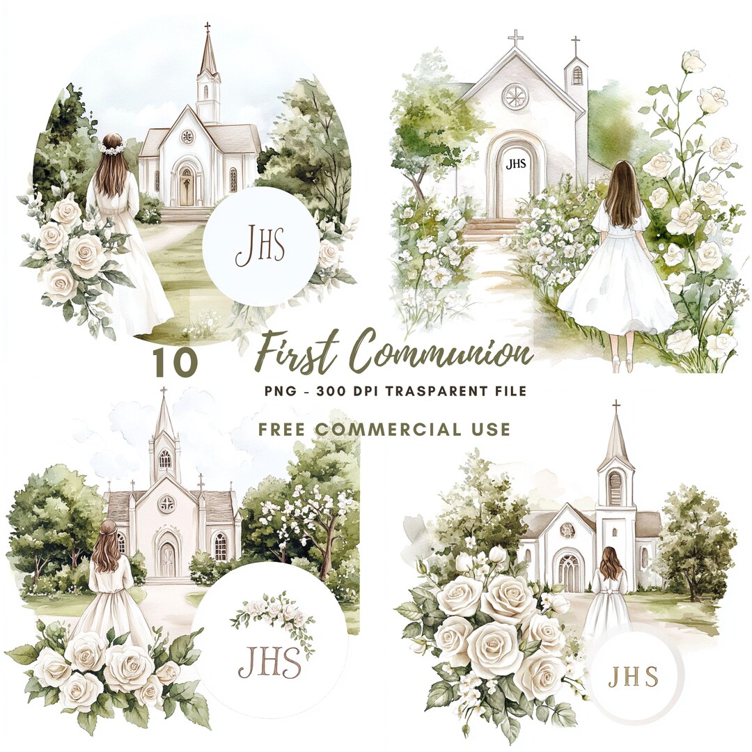 First Communion Clipart Png,bundle 10 High Quality, Watercolor Church ...