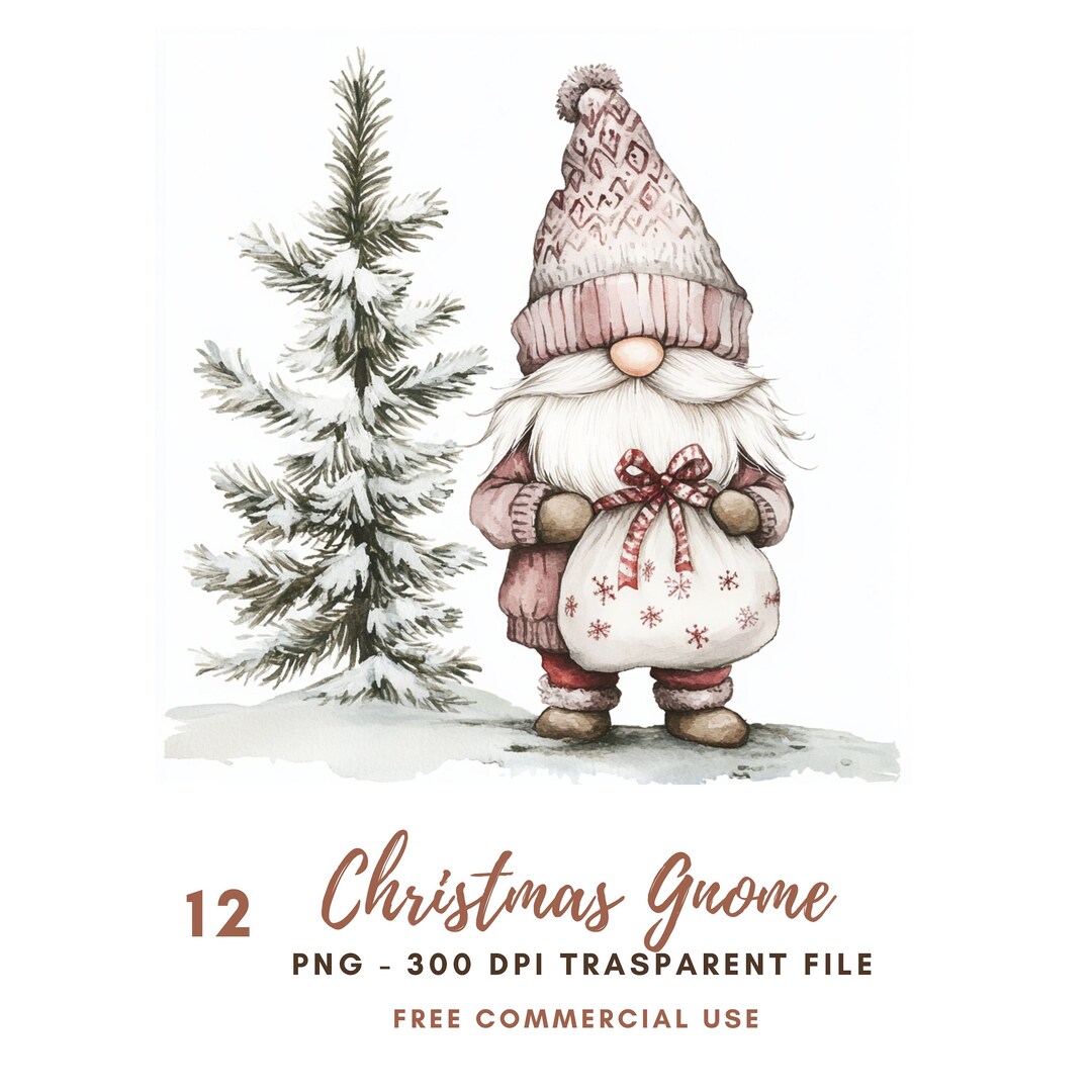 Christmas Gnome Clipart PNG Bundle 12 High Quality Png,watercolor Red ...