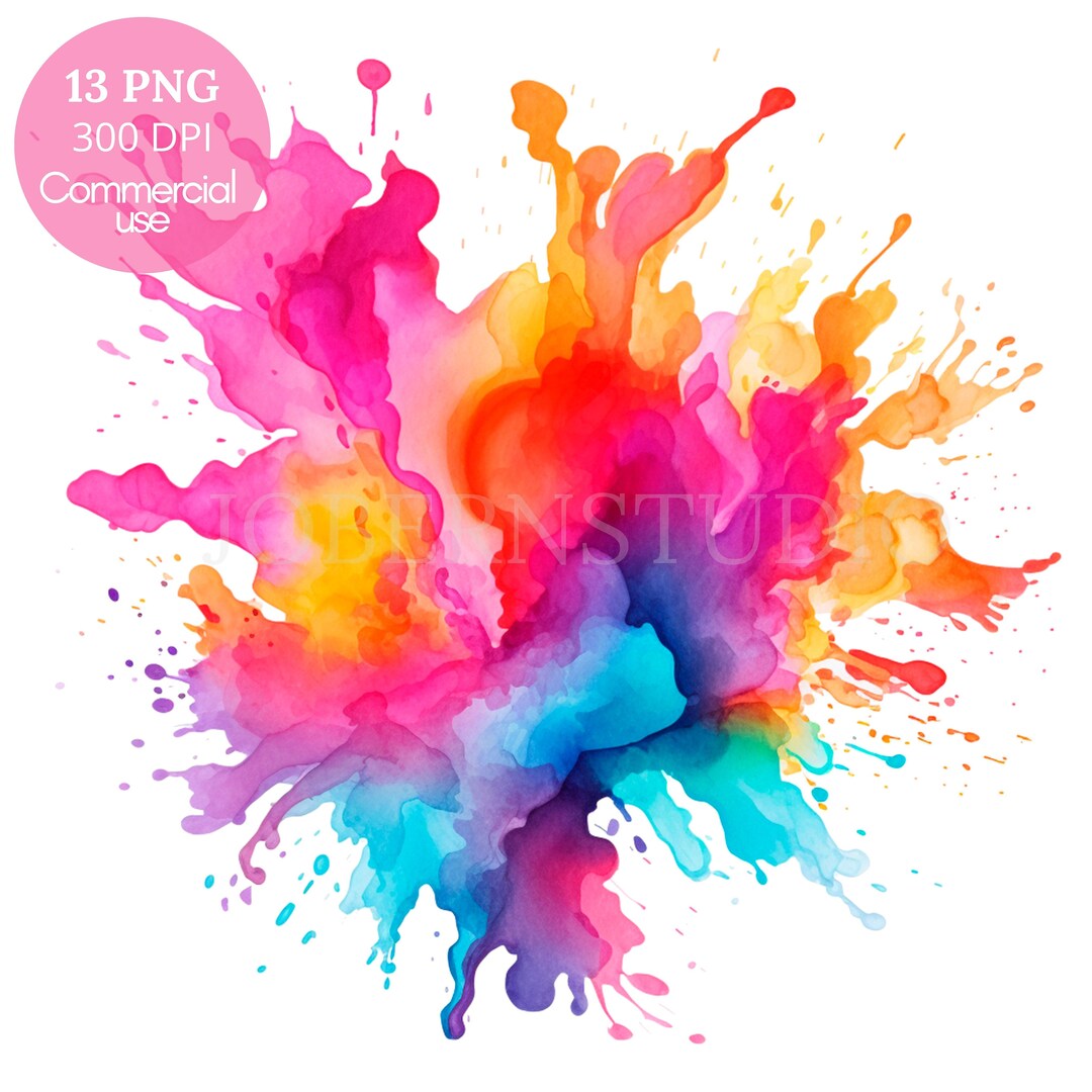 Watercolor Color Splash Clipart,13 Watercolor Graphics Alcohol Ink ...