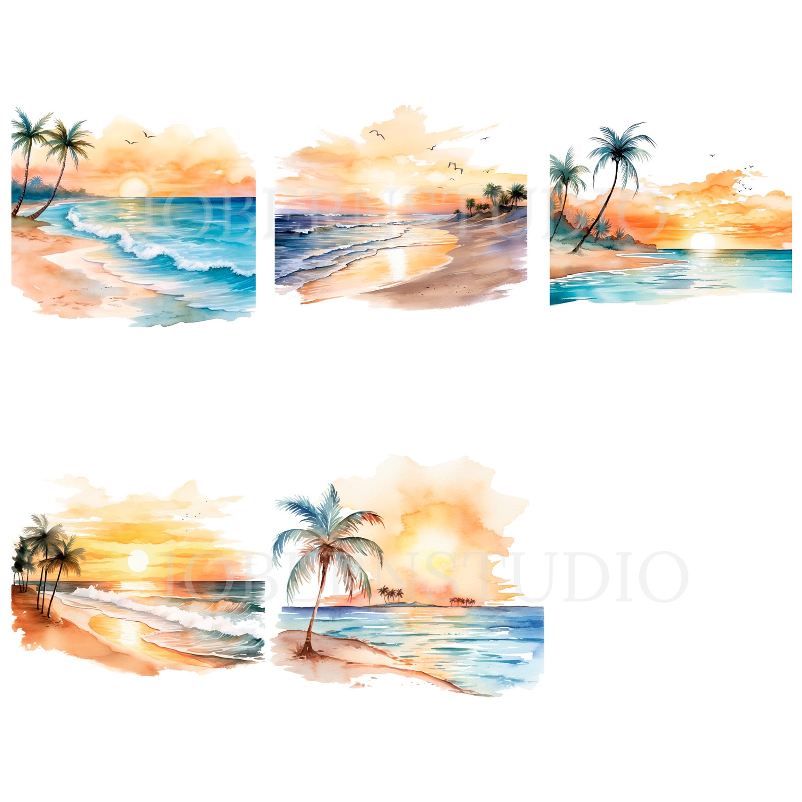 Beach Sunset Clipart Png,bundle 25 High Quality Jpg,watercolor ...