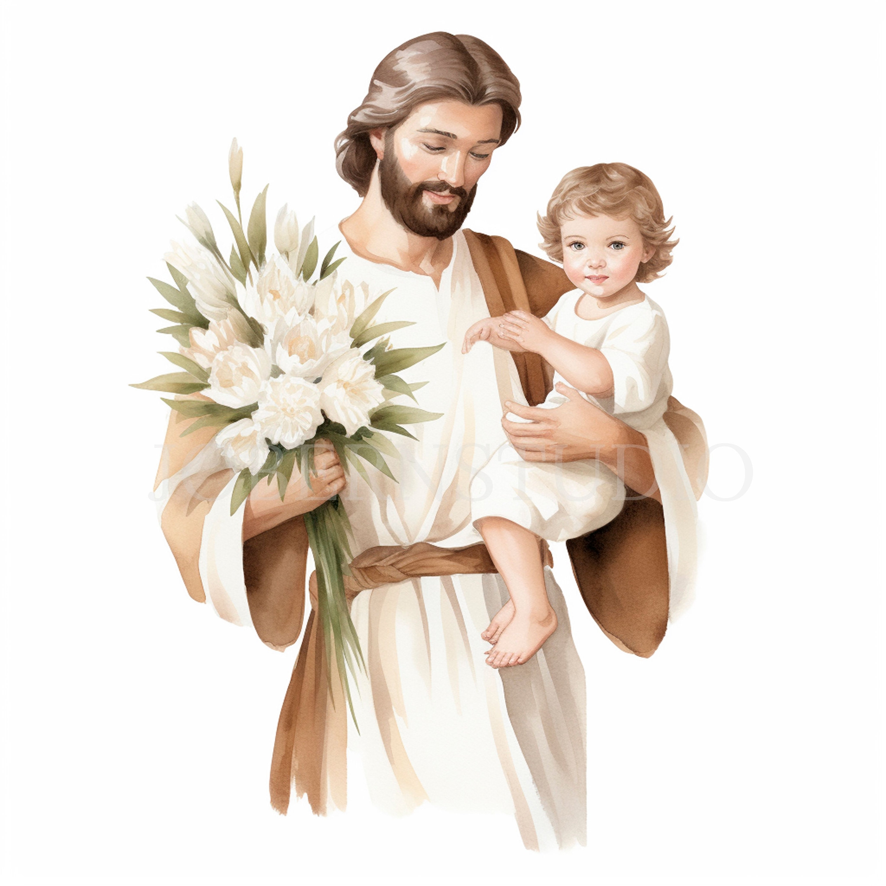 Saint Joseph Clipart Bundle 15 High Quality PNG, Saint Joseph With ...