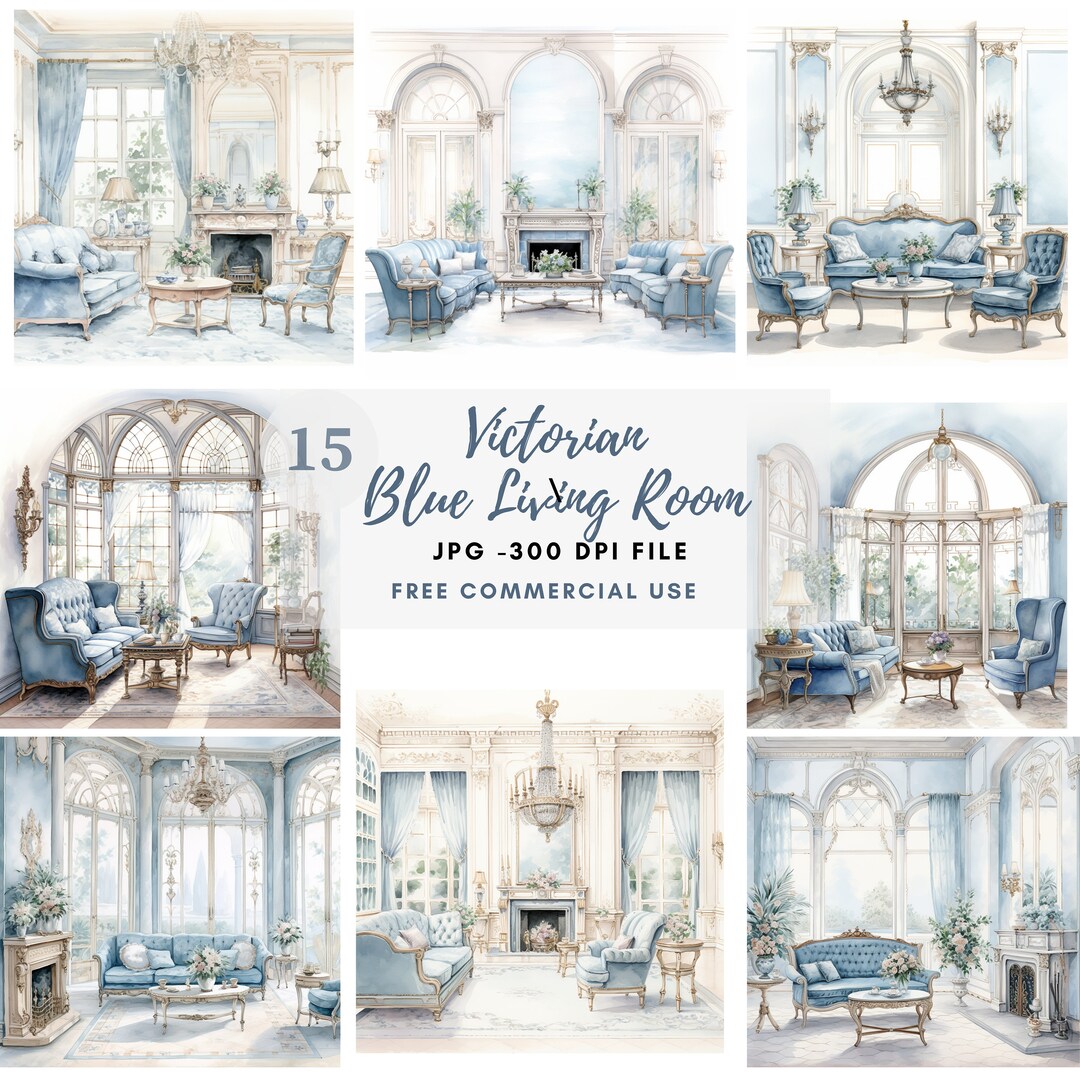 Living Room Clipart Bundle 15 High Quality Jpgs,watercolor Home Decor ...