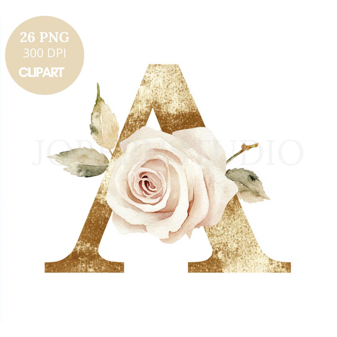 Floral Alphabet Letter Clipart Bundle 26 High Quality PNG, Watercolor ...