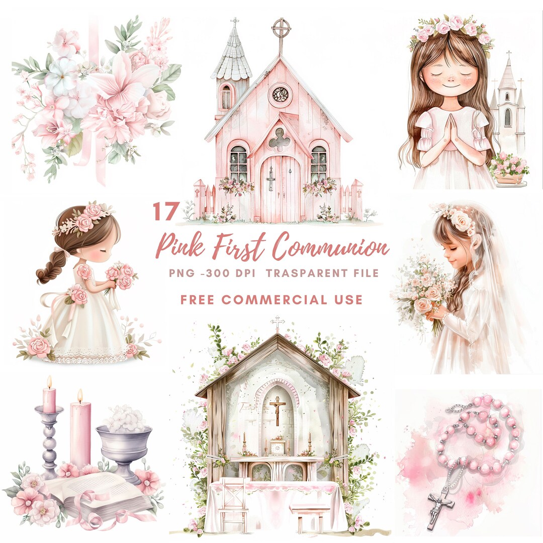 First Communion Clipart Png,bundle 17 High Quality,pink Girl Praying ...