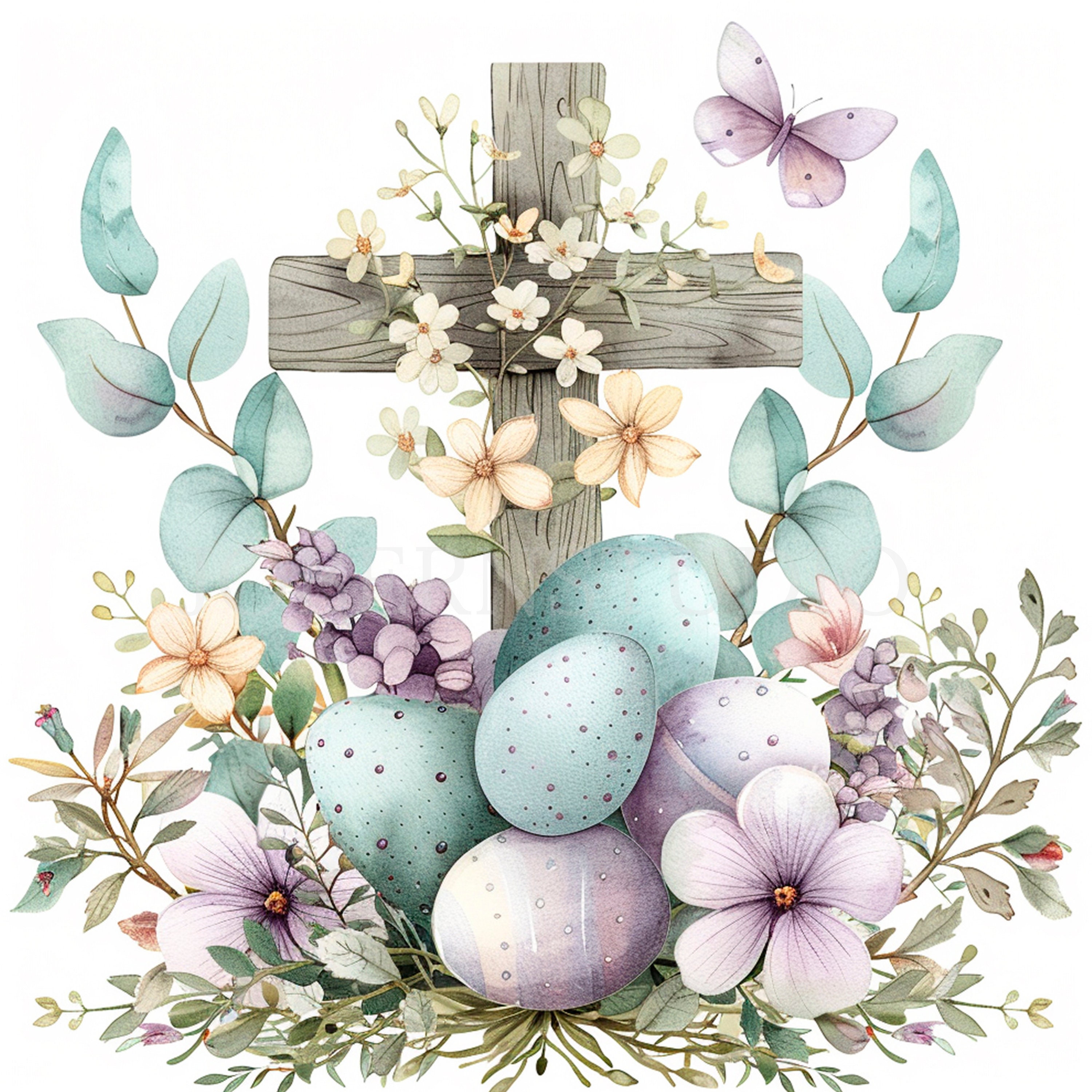 Easter Cross Clipart PNG Bundle 13 High Quality,easter Flower Egg ...