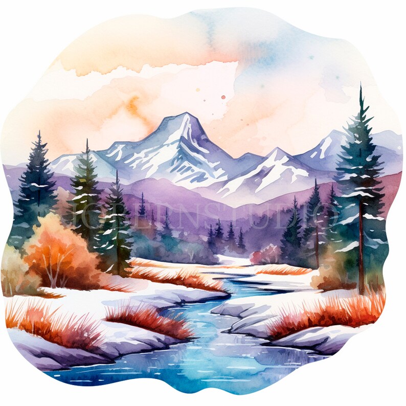 Mountain Landscape Clipart Png,bundle 10 High Quality,watercolor ...