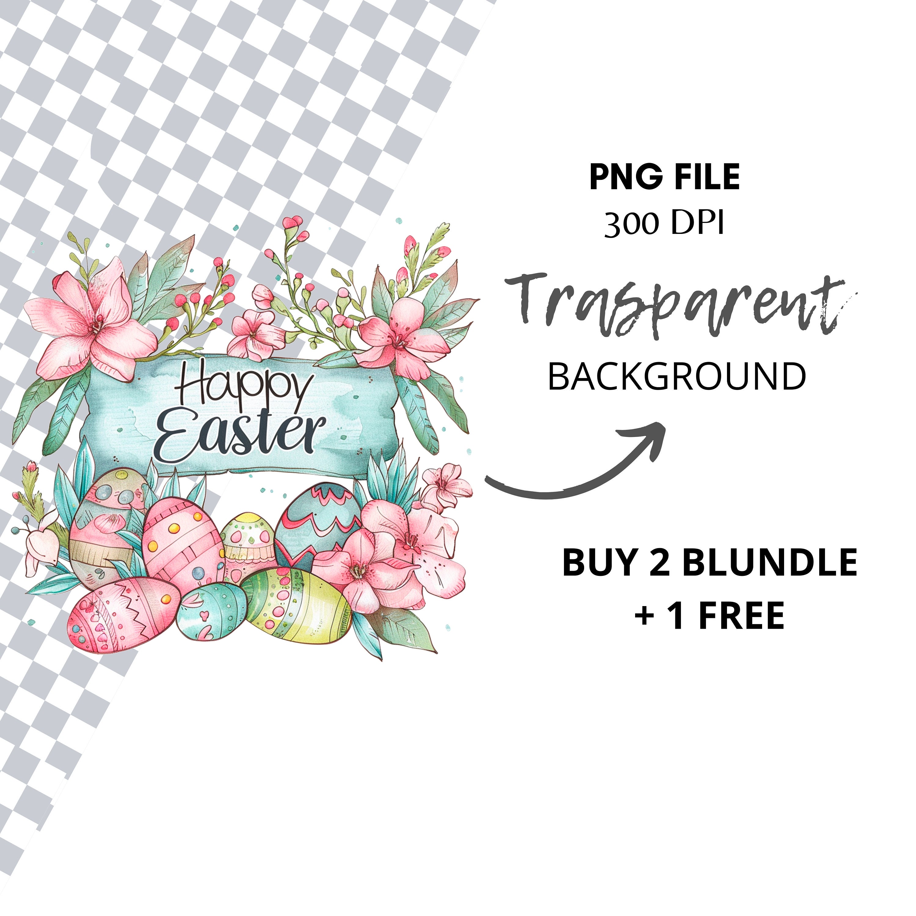 Easter Word Clipart PNG Bundle 15 High Quality,pastel Easter Watercolor ...