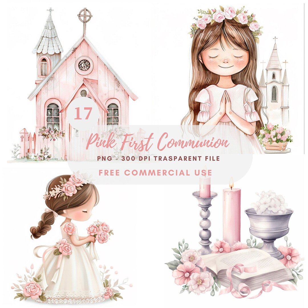 First Communion Clipart Png,bundle 17 High Quality,pink Girl Praying ...