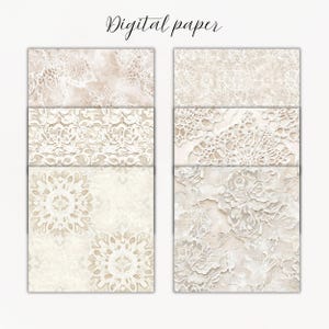 White Lace Digital Paper Pack-16 Vintage Scrapbook Junk Journal Papers ...