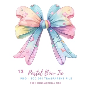 Cute Bow Tie Clipart Bundle 13 High Quality PNG, Watercolor Bowtie ...