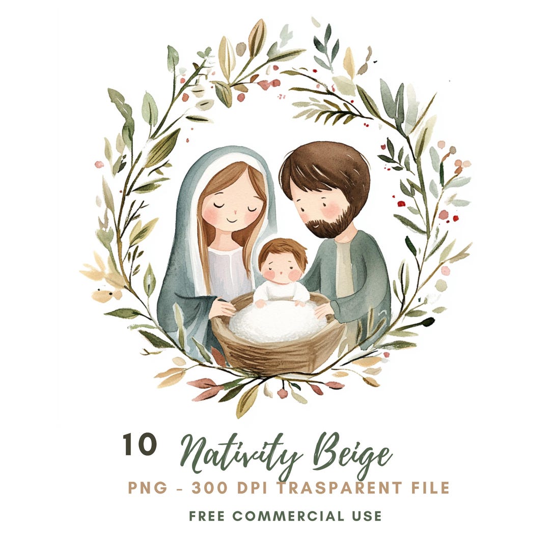 Nativity Clipart Bundle 10 High Quality Png,watercolor Nativity Sacred ...