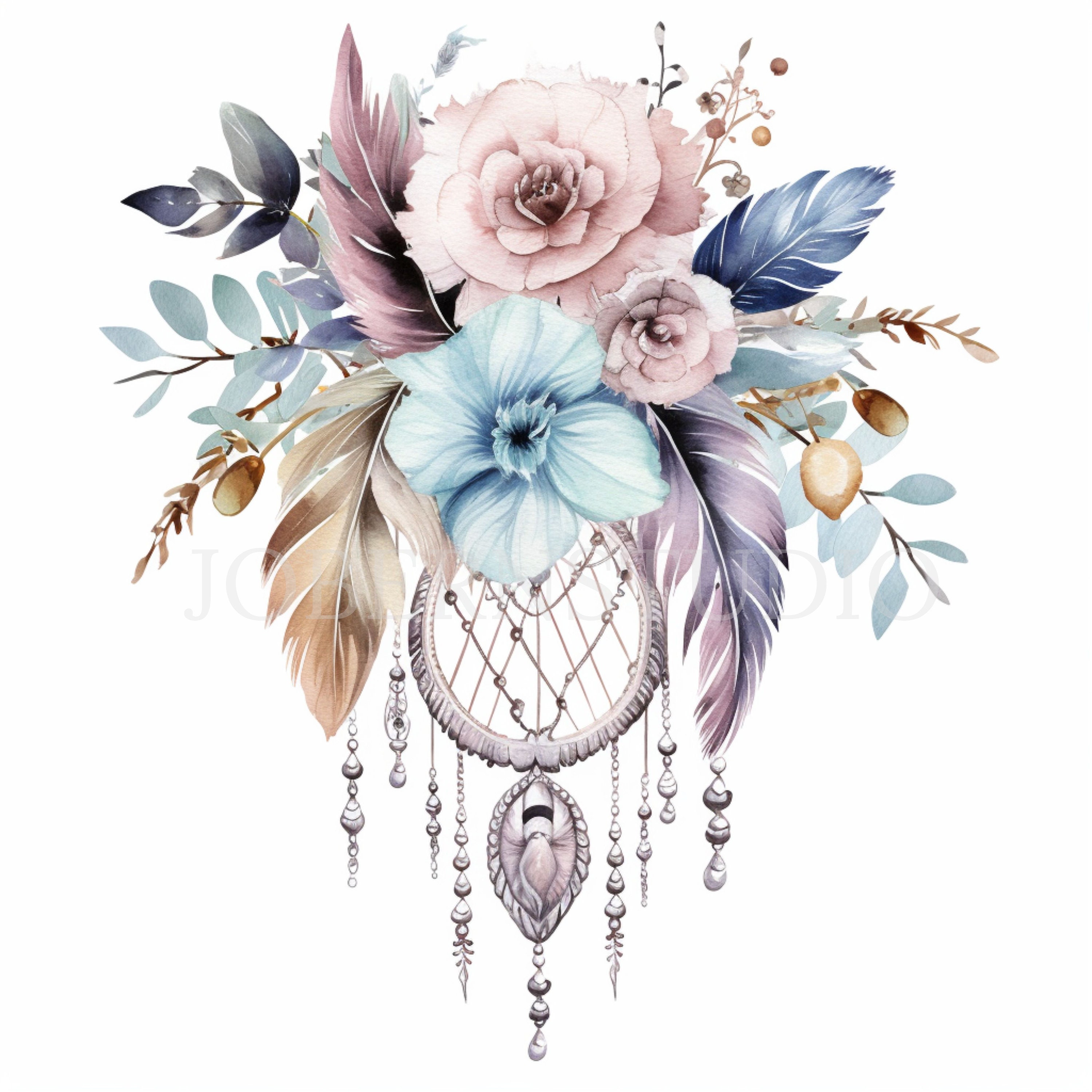 Boho Flower Clipart Bundle 10 High Quality Png,watercolor Floral ...