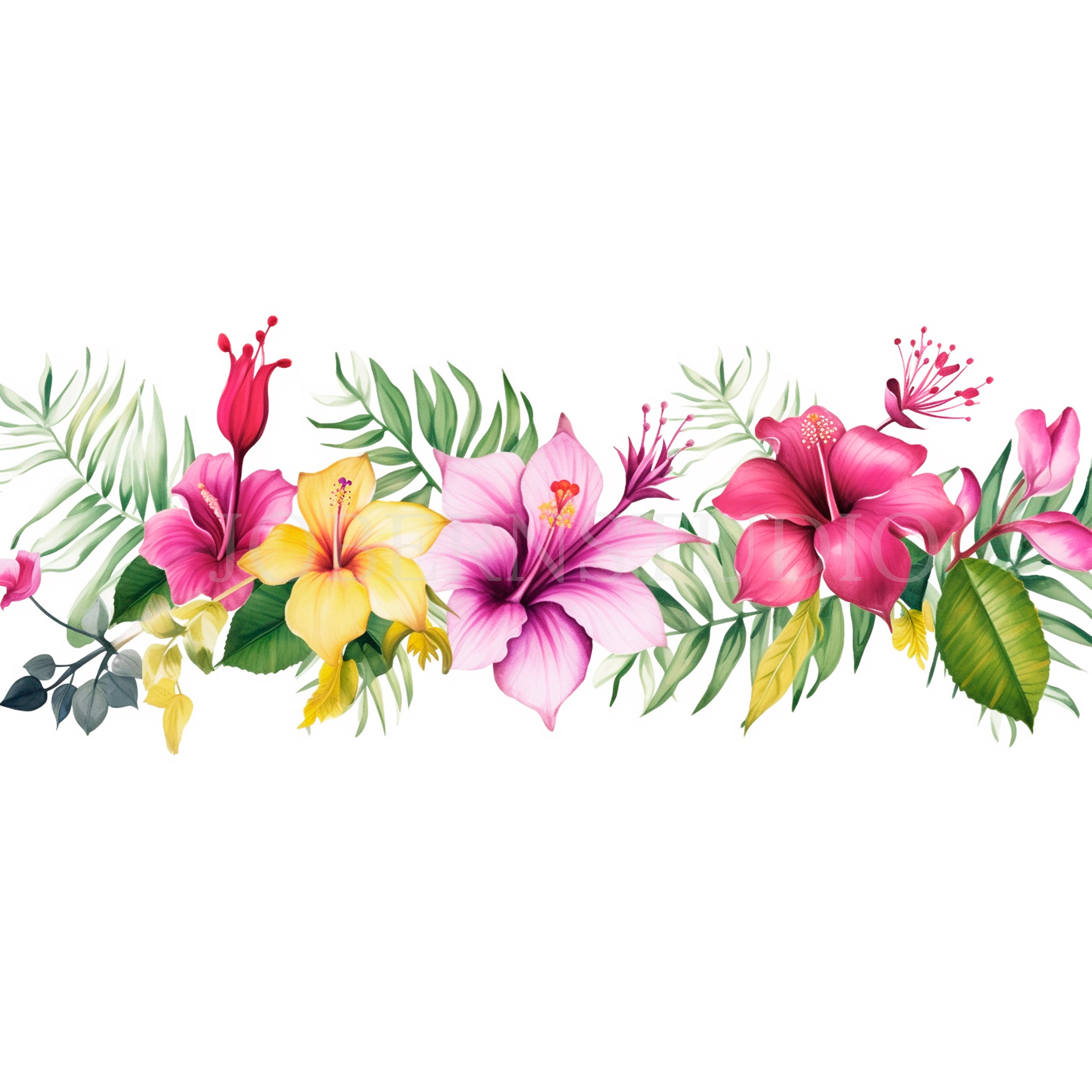 Tropical Garland Clipart Bundle 20 High Quality Png,watercolor Floral ...