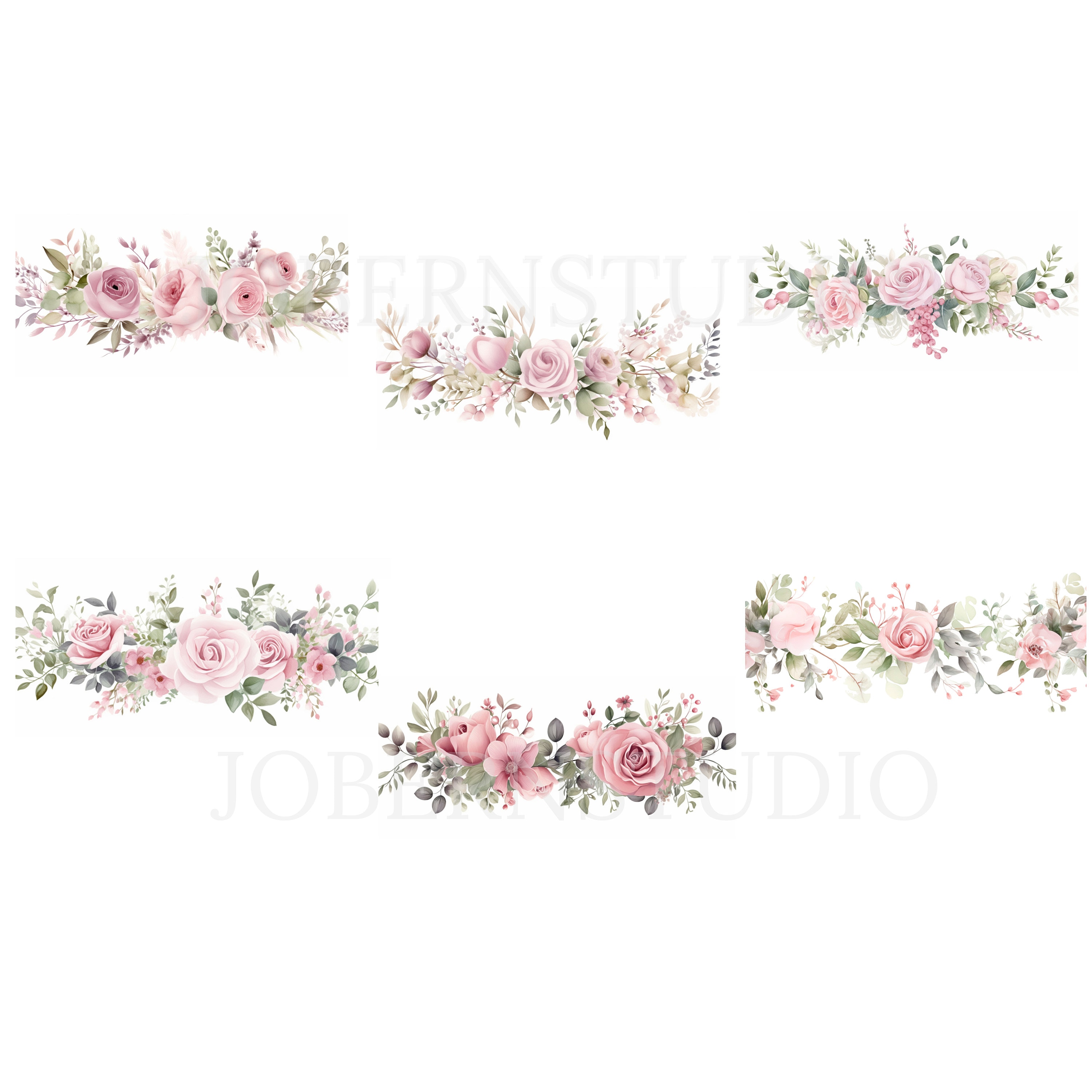Rose Garland Clipart Bundle 15 High Quality Png,watercolor Floral ...