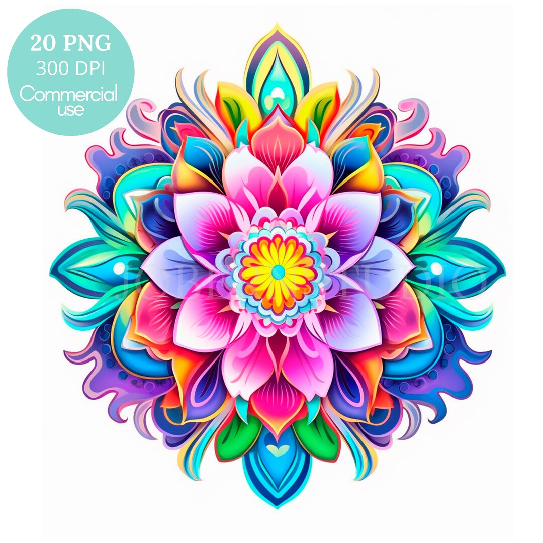 Mandala Flower Clipart,bundle 20 High Quality Png,watercolor Floral ...