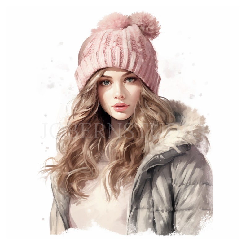 Winter Woman Clipart PNG, 15 High Quality Jpgs,bundle Watercolor ...