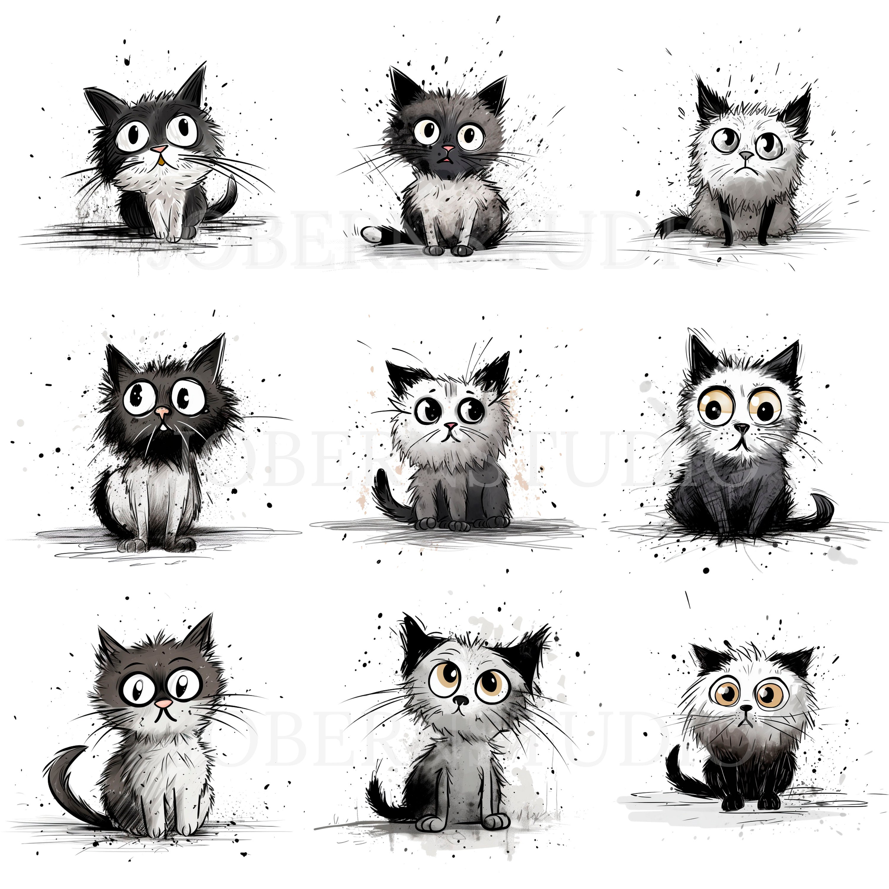 Crazy Cat Clipart PNG Bundle 15 High Quality Jpg,funny Grumpy Black ...
