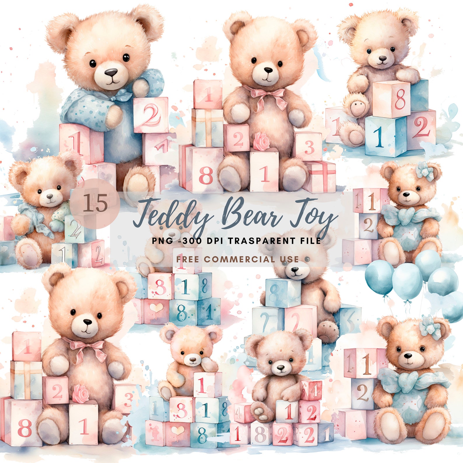 Pink Teddy Bear Clipart Pngbundle 15 High Quality Jpgdigital - Etsy