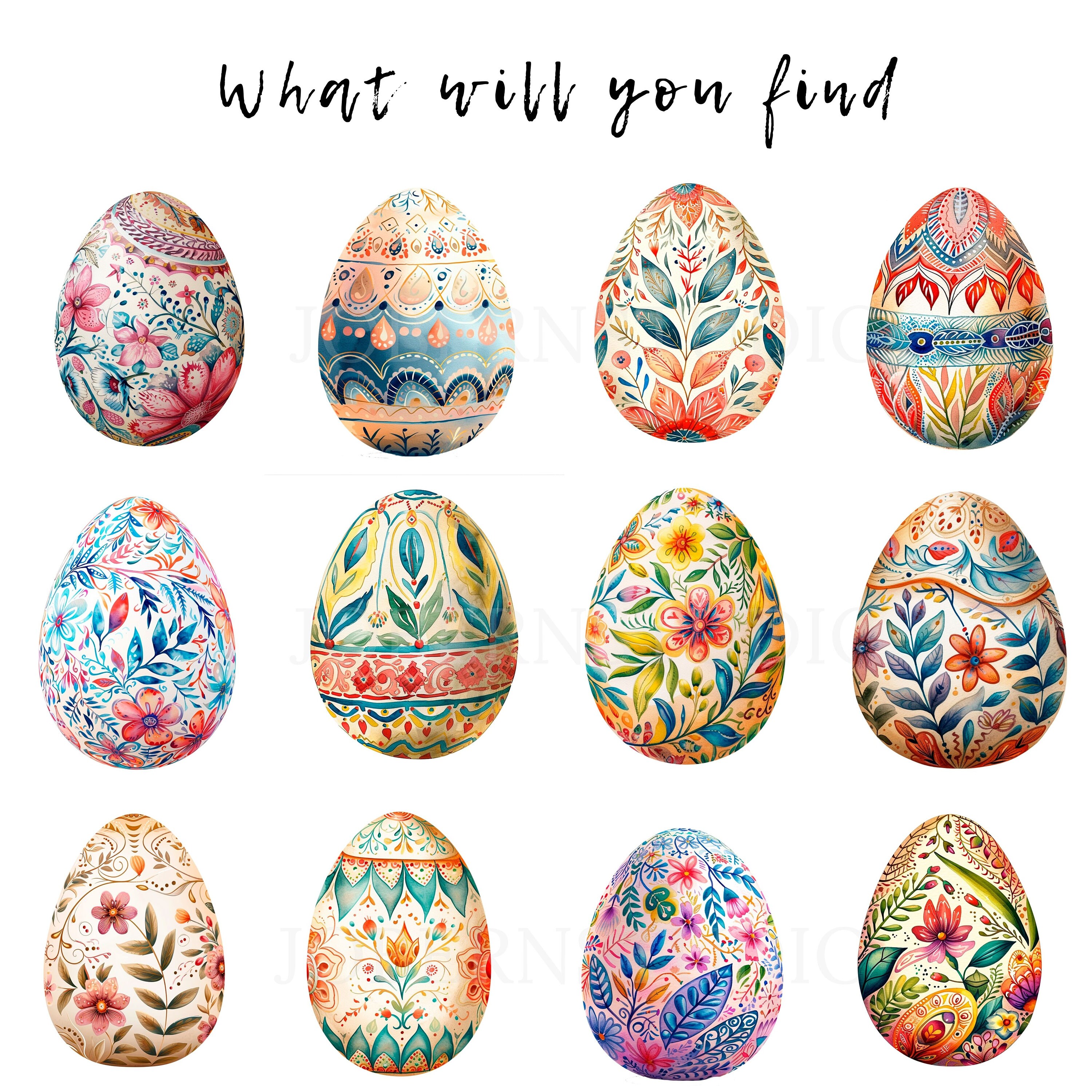 Easter Egg Clipart PNG Bundle 12 High Quality,pastel Easter Watercolor ...