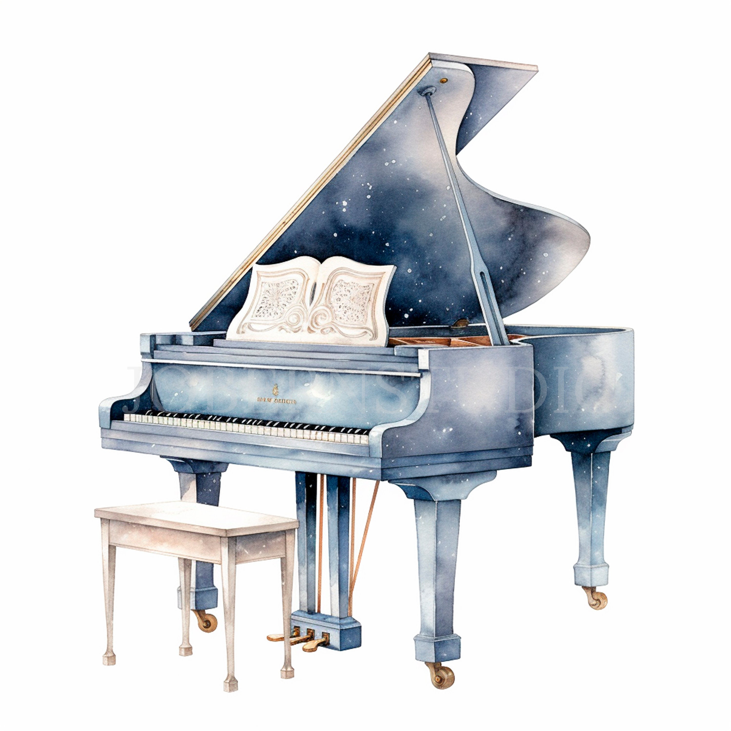 Blue Piano Clipart Png,bundle 11 High Quality ,watercolor Music Home ...