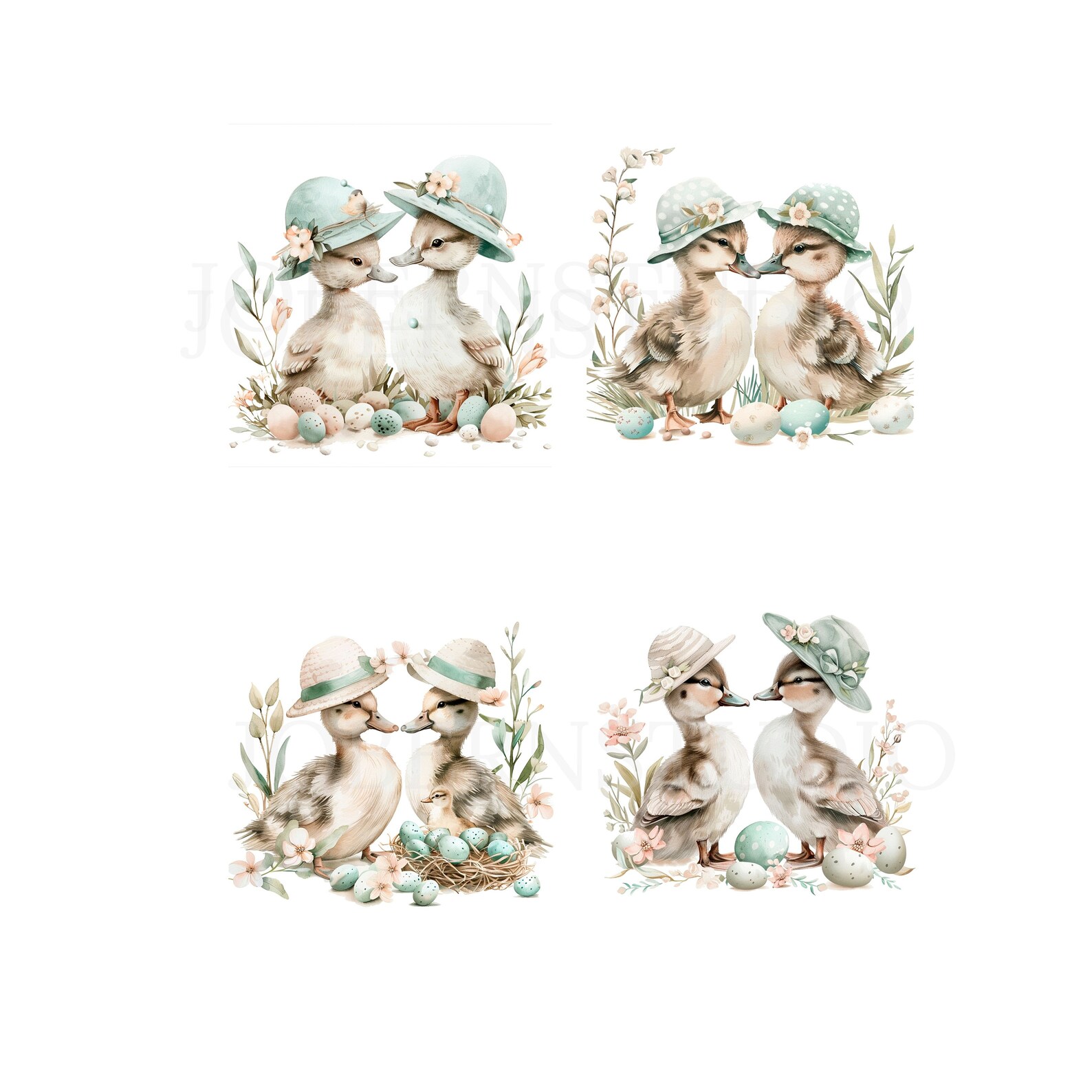 Easter Ducks Clipart PNG Bundle 14 High Quality,pastel Easter ...