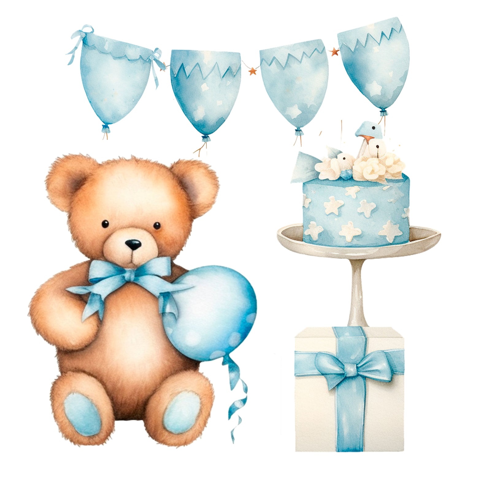 Blue Teddy Bear Clipartbundle 15 High Quality Pngwatercolor - Etsy