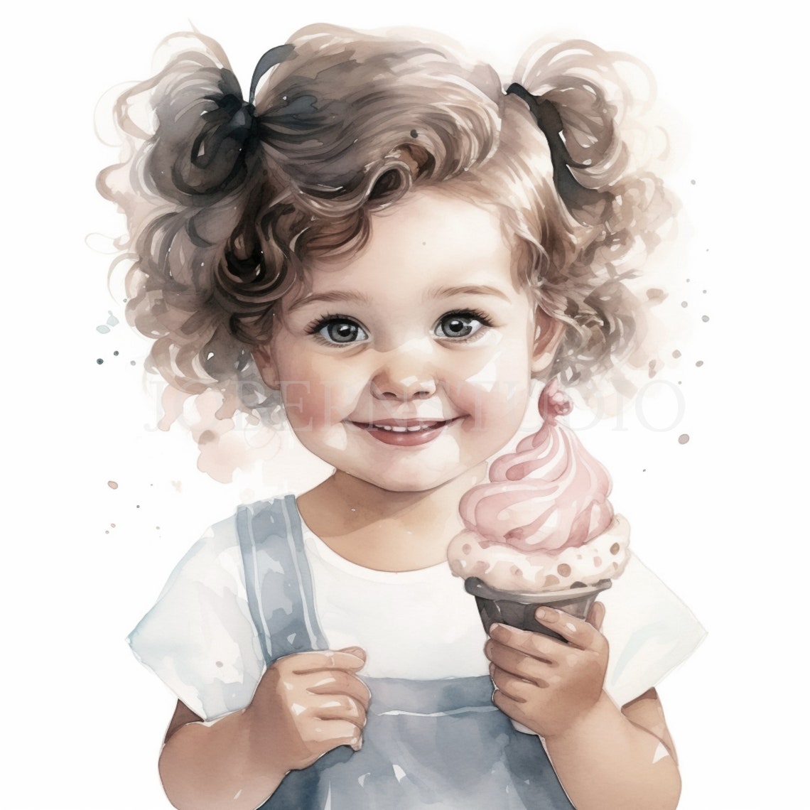 Watercolor Retro Baby Ice Cream Clipart Png,bundle 15 High Quality ...
